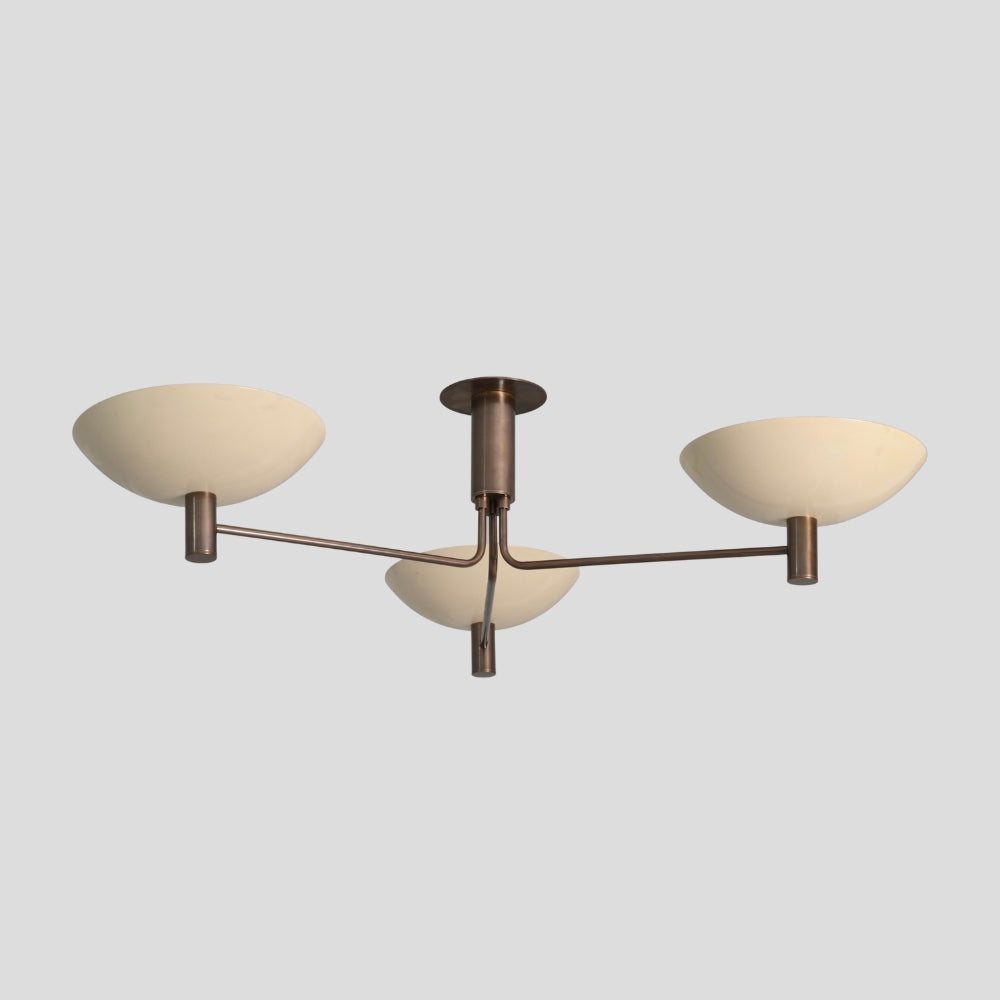 Flush Mount Three Arm - Ceiling Light Dome Cream Shade